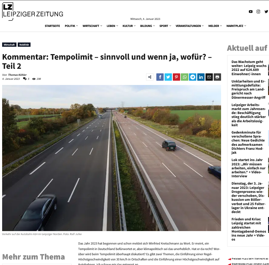 Tempolimit – sinnvoll und wenn ja, wofür? – Teil 2 – Reden wir darüber